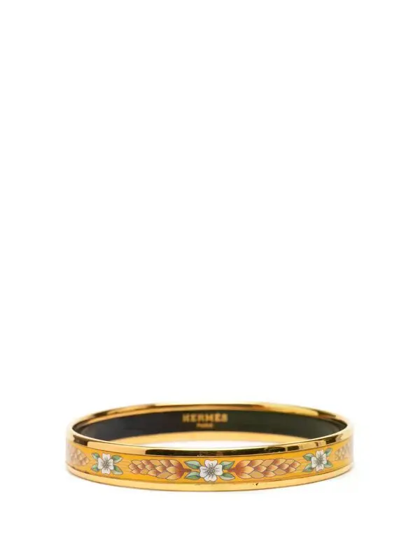 Hermès 20th Century Narrow Wild Flower Enamel Bangle Bracelet - Multicolour