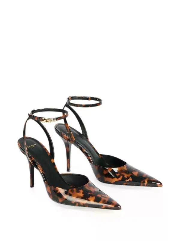 Balmain Printed Patent Leather Strappy Courts