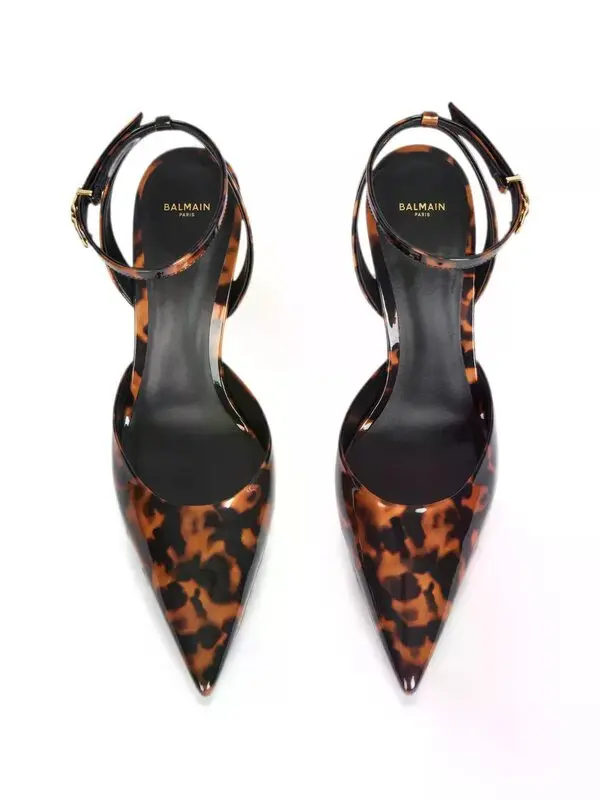 Balmain Printed Patent Leather Strappy Courts
