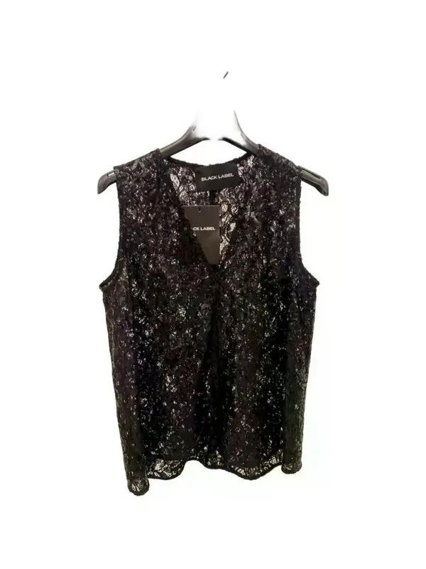 Black Label Sequin-embellished V-neck Blouse