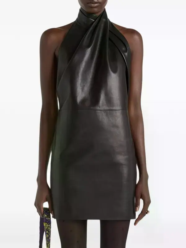 Balmain Lambskin Open-back Dress