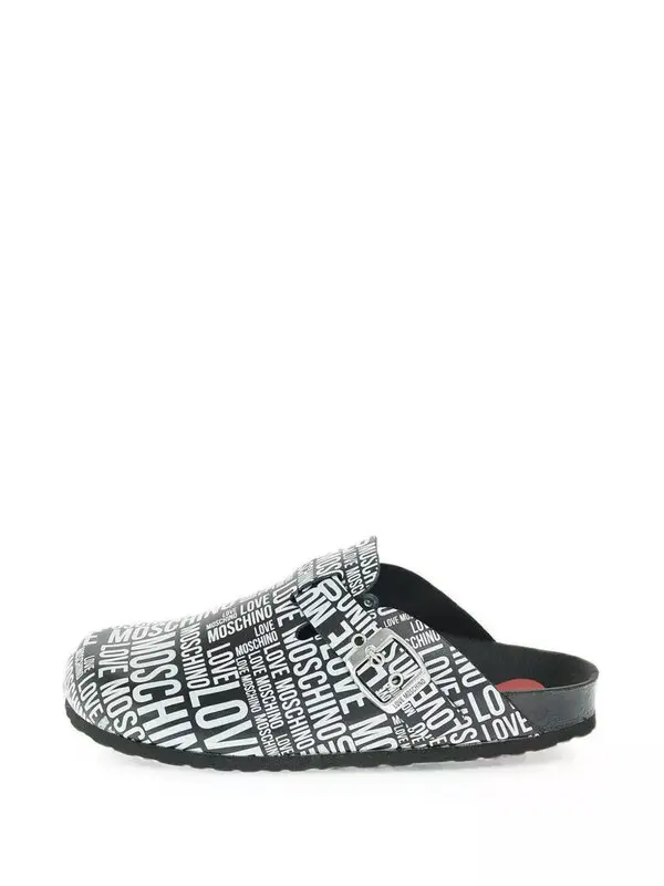 Moschino Logo-print Buckle Sandals - Black