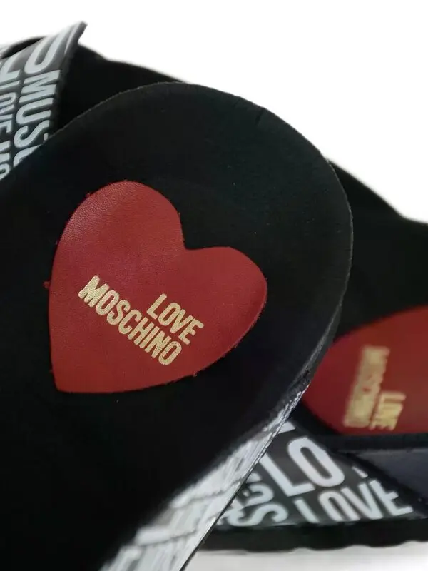 Moschino All-over Logo Print Buckle Sandals