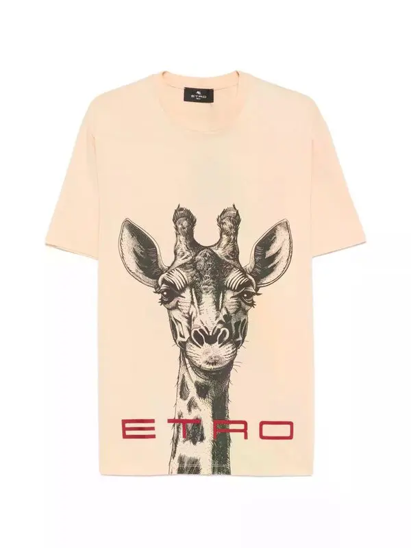 Etro Giraffe-print Logo-print T-shirt - Neutrals