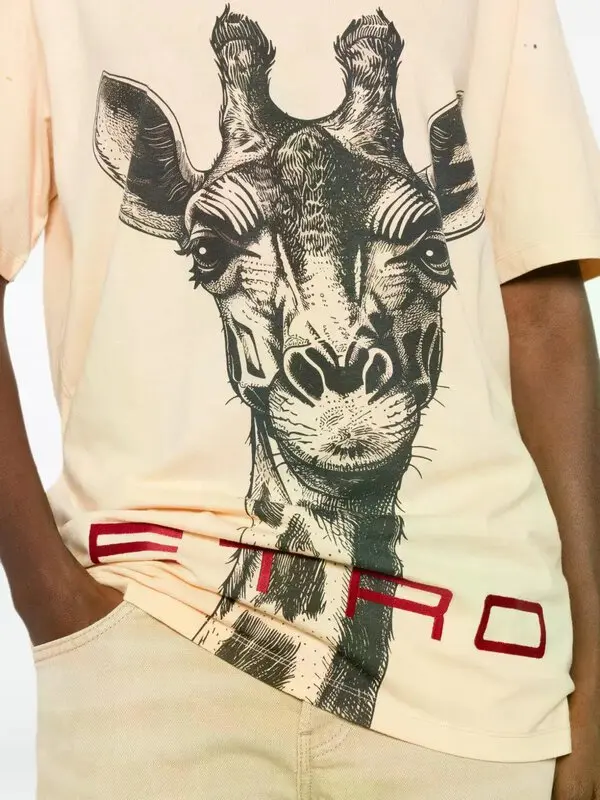 Etro Giraffe Print Logo T-shirt