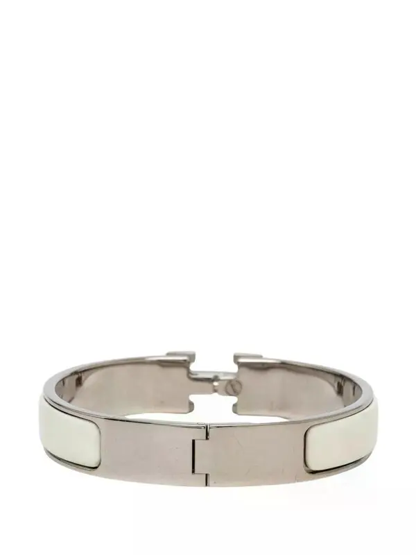 Hermès Enamel And Palladium-plated Metal Clic H Bracelet Pm - White