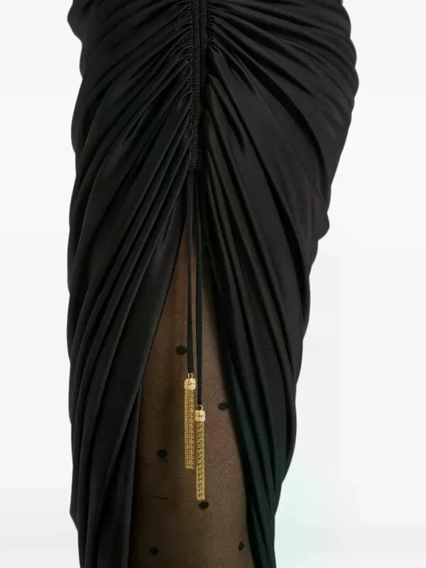 Balmain Flowing Jersey Midi Skirt With Slit