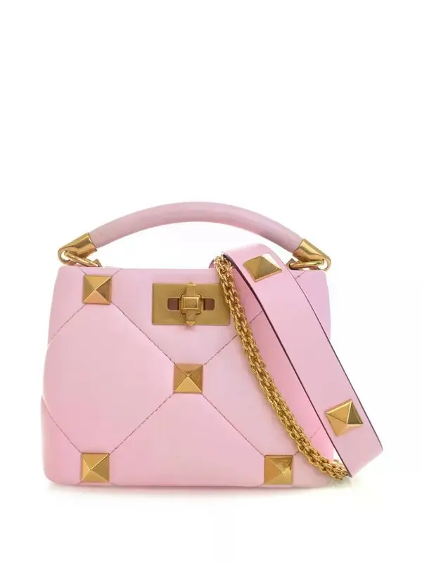 Valentino Garavani 2018-2026 Small Nappa Roman Stud The Handle Bag Satchel - Pink