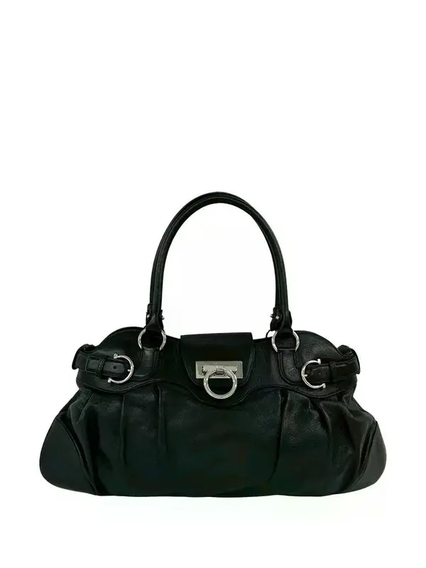 FERRAGAMO 2000-2026 Leather Gancini Marisa Handbag - Black