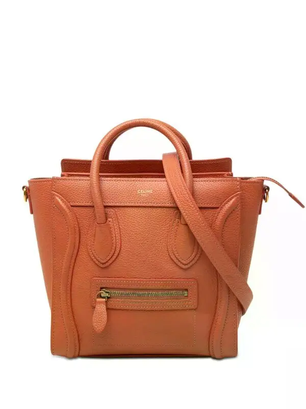 Celine 2020 Nano Leather Luggage Tote Satchel - Orange