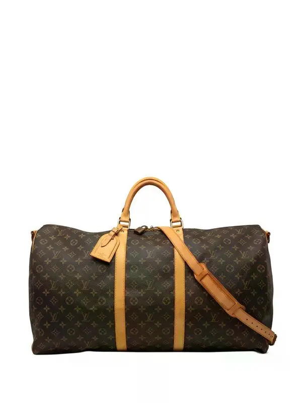 LOUIS VUITTON 2004 Monogram Keepall Bandouliere 60 Travel Bag - Brown
