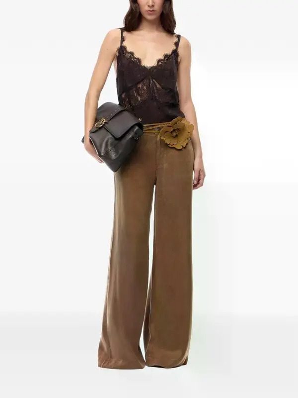 Pinko Wide-leg Logo-embroidered Trousers - Brown