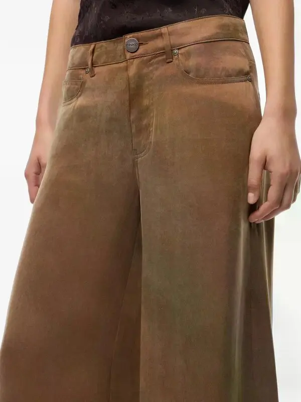 Pinko Wide-leg Logo-embroidered Trousers - Brown