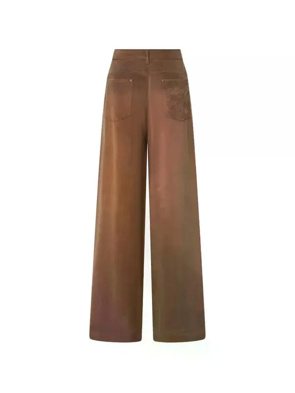 Pinko Wide-leg Logo-embroidered Trousers - Brown