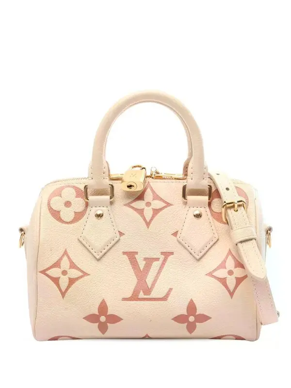 LOUIS VUITTON 2021-2026 Bicolor Monogram Giant Empreinte Speedy Bandouliere 20 Satchel - Neutrals