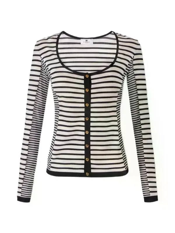 Elisabetta Franchi Striped Button-up Cardigan - Black