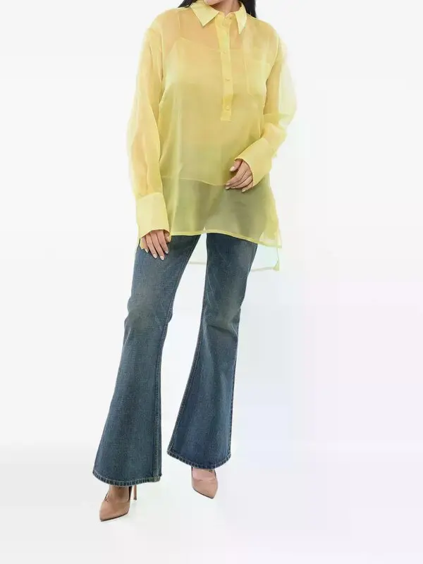 SUPER BLOND Asymmetric Oversized Silk Polo Top