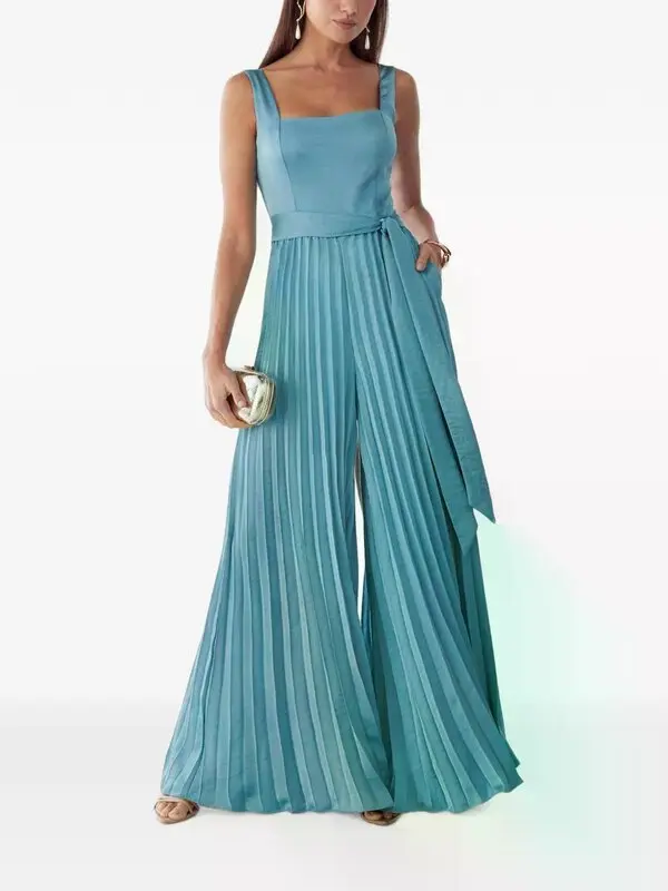 WILLA Pleated Belted Jumpsuit