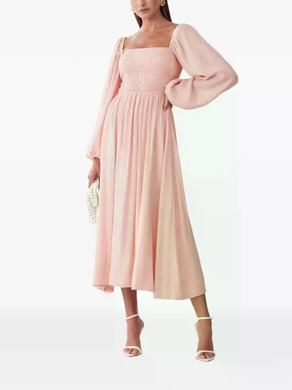 ST MRLO Midi Dress With Puff Sleeves - Pink