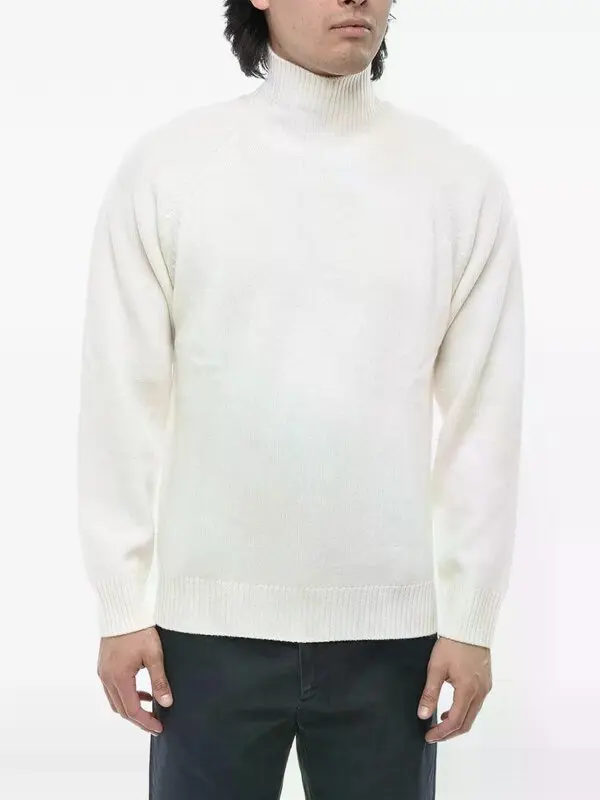 PAOLO PECORA Ribbed-edge Wool Turtleneck Sweater - Neutrals