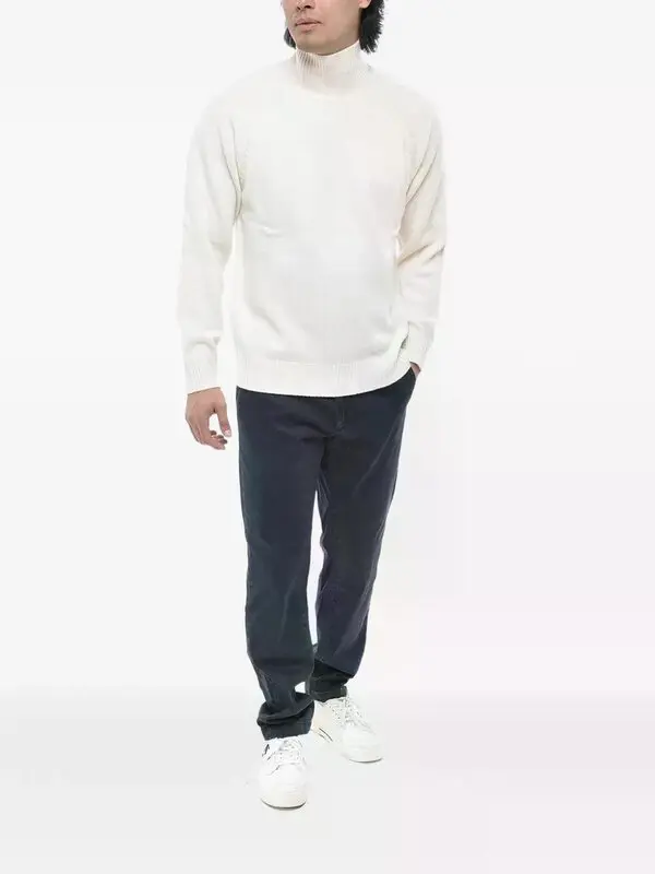 PAOLO PECORA Ribbed-edge Wool Turtleneck Sweater - Neutrals