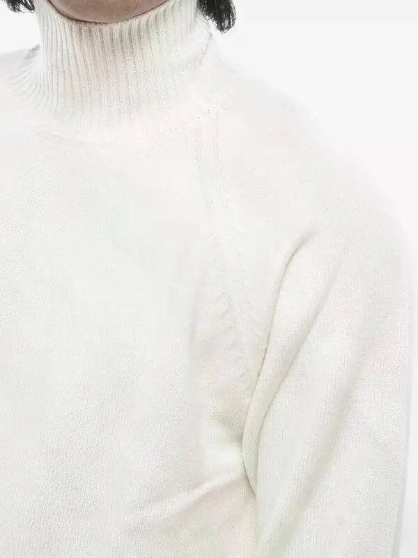 PAOLO PECORA Ribbed-edge Wool Turtleneck Sweater - Neutrals