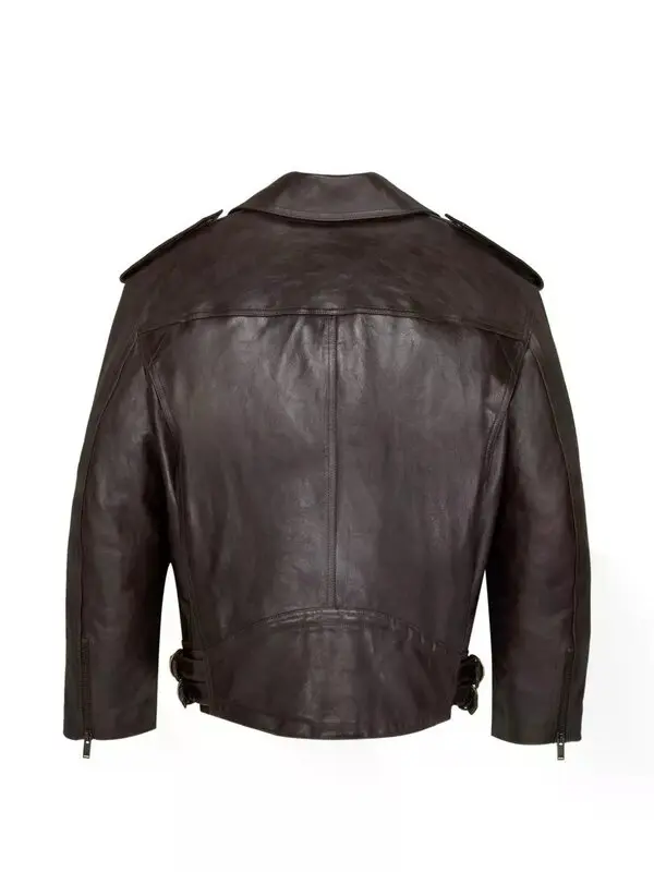 Saint Laurent Belted Biker Jacket - Brown