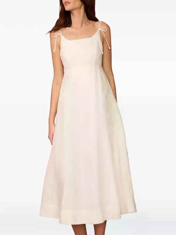 Mint Velvet Embroidered Tie-strap Midi Dress - Neutrals