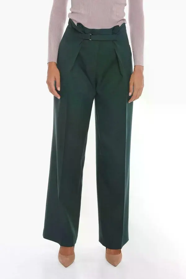 SUPER BLOND Buckle-fastening Pleated Trousers - Green