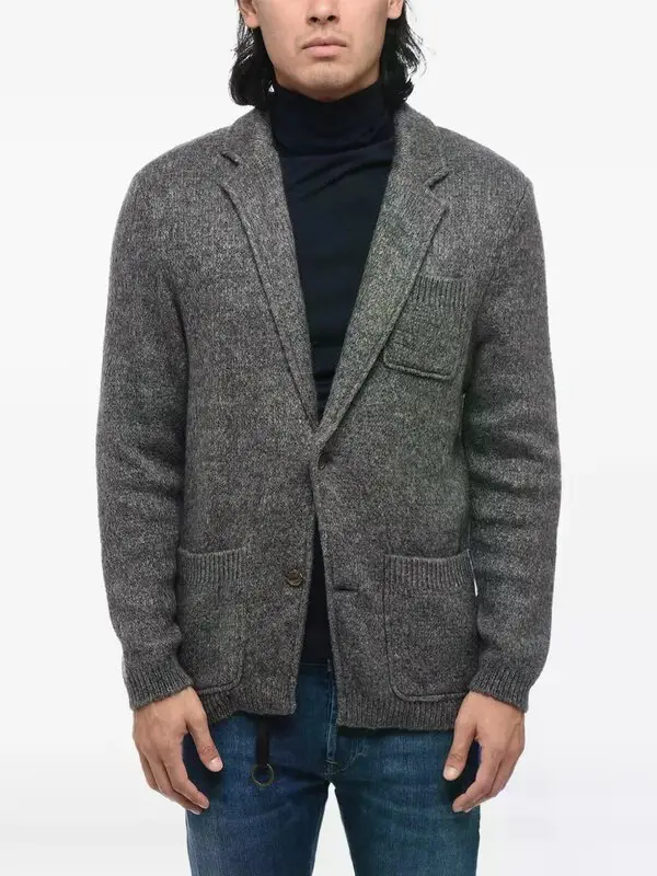 SUN HOUSE Knit Horn-button Cardigan - Grey