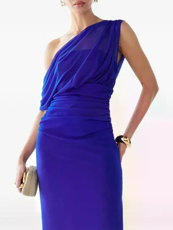 BWLDR One-shoulder Draped Maxi Dress - Blue