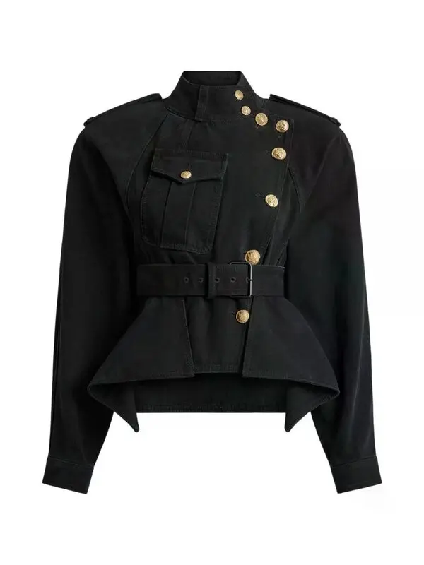 Balmain Denim Peplum Jacket - Black