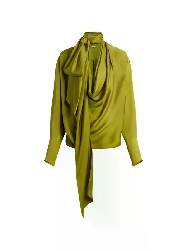 Balmain Draped Silk Chiffon Blouse