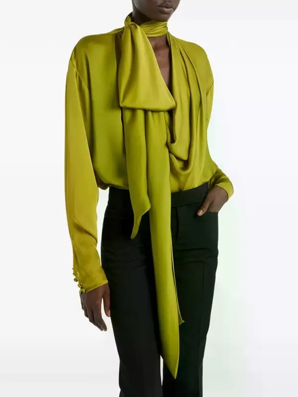 Balmain Draped Silk Chiffon Blouse