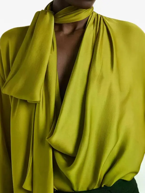 Balmain Draped Silk Chiffon Blouse