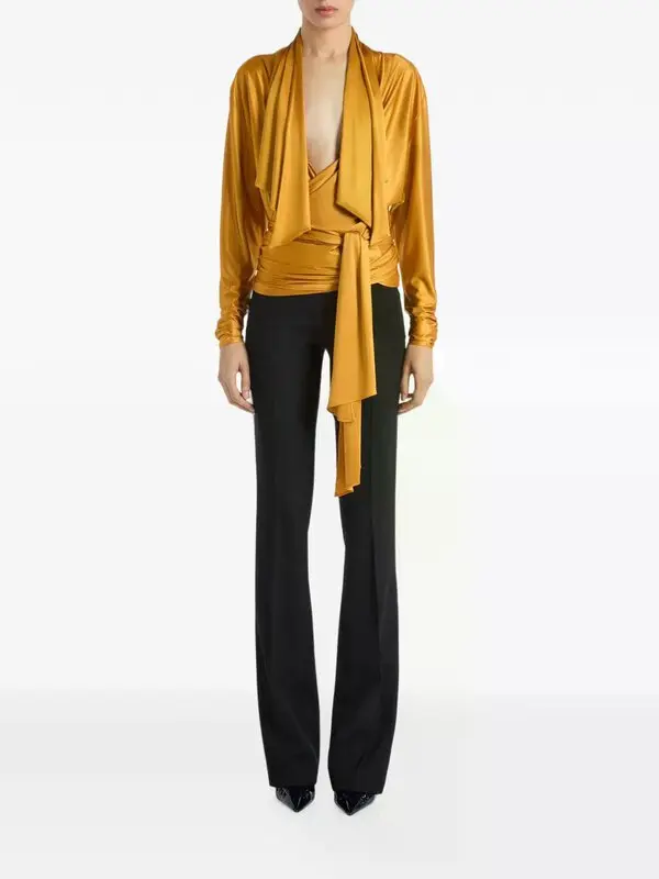 Balmain Flowy Jersey Tie-front Blouse