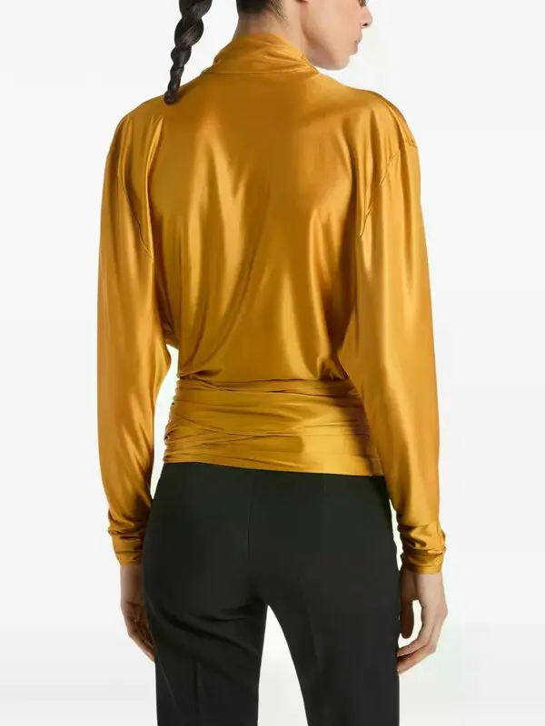 Balmain Flowy Jersey Tie-front Blouse