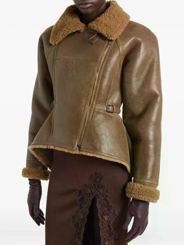 Balmain Shearling Peplum Jacket