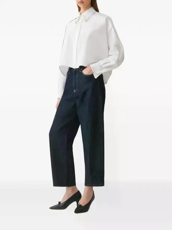 Fabiana Filippi Monili-embellished Cropped Shirt - White