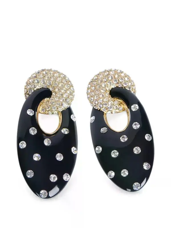 Balmain Lacquered Brass Organic Earrings With Crystals