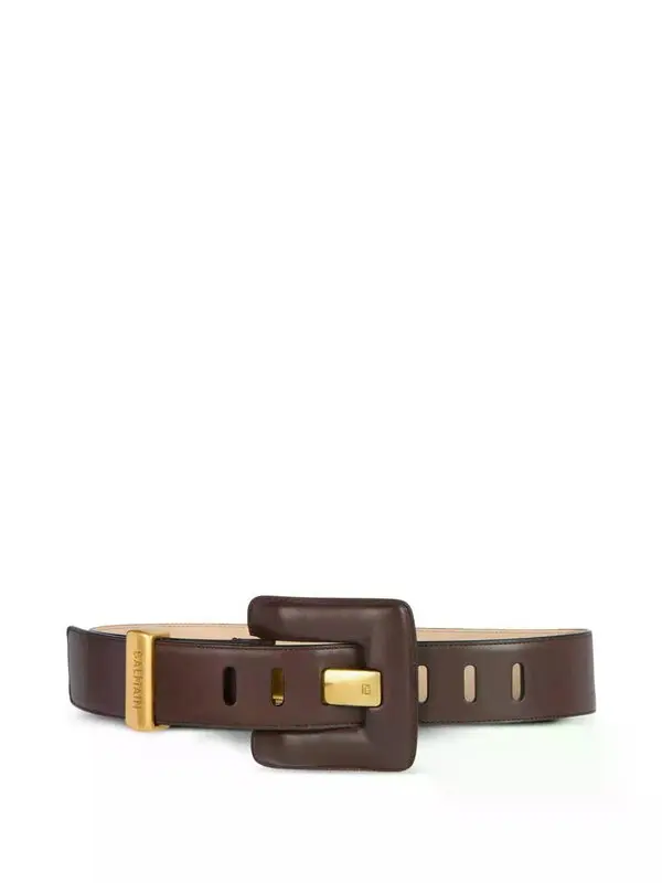 Balmain Anthem Smooth-leather Belt - Brown