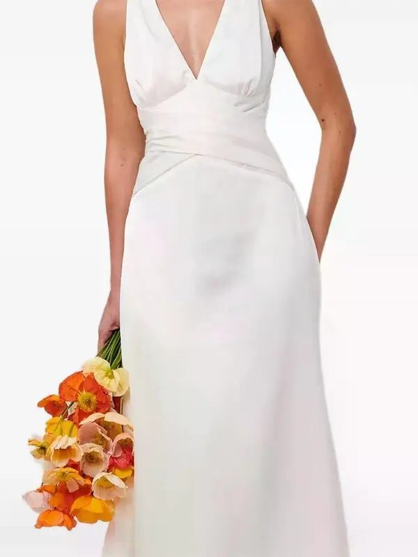BWLDR Ruched V-neck Maxi Dress