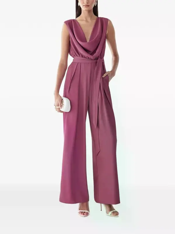 BWLDR Joanna Cowl-neck Belted Jumpsuit - Purple