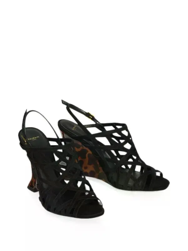Balmain Suede Wedge Cage Sandals