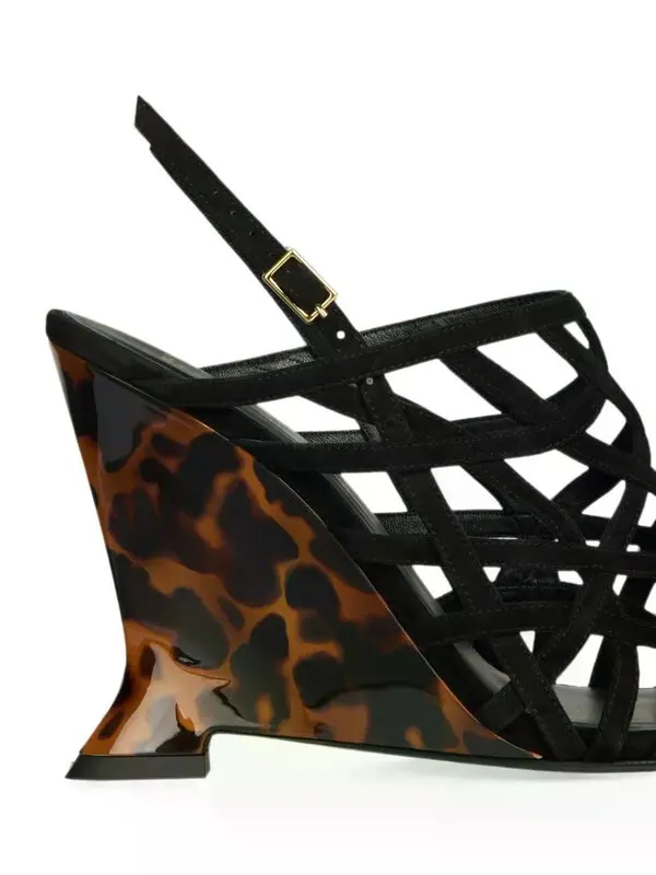 Balmain Suede Wedge Cage Sandals