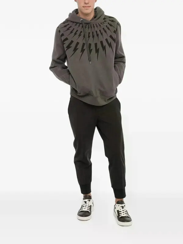 Neil Barrett Thunderbolt Print Drawstring Hoodie