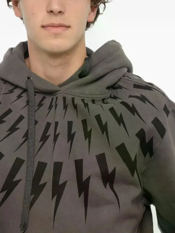 Neil Barrett Thunderbolt Print Drawstring Hoodie