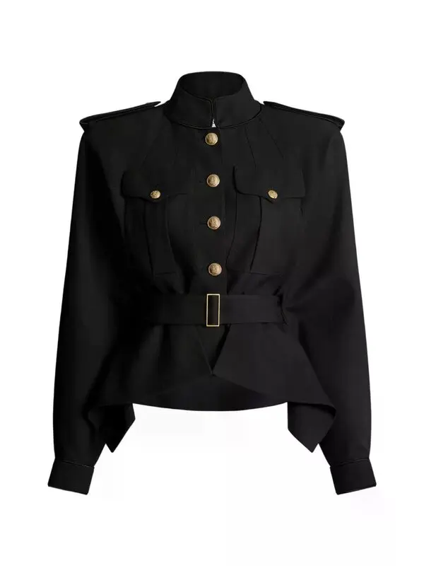 Balmain Belted Peplum Jacket - Black