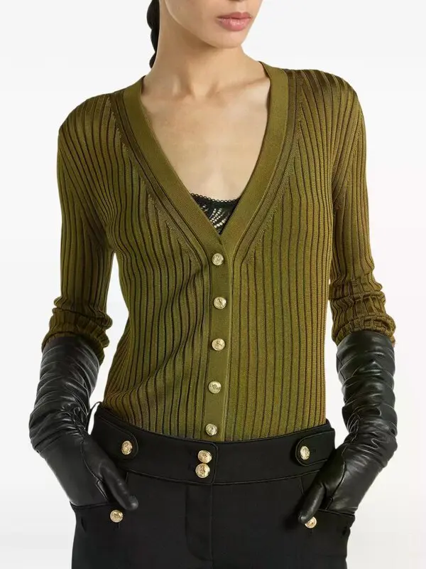 Balmain Buttoned Ribbed Knit Cardigan