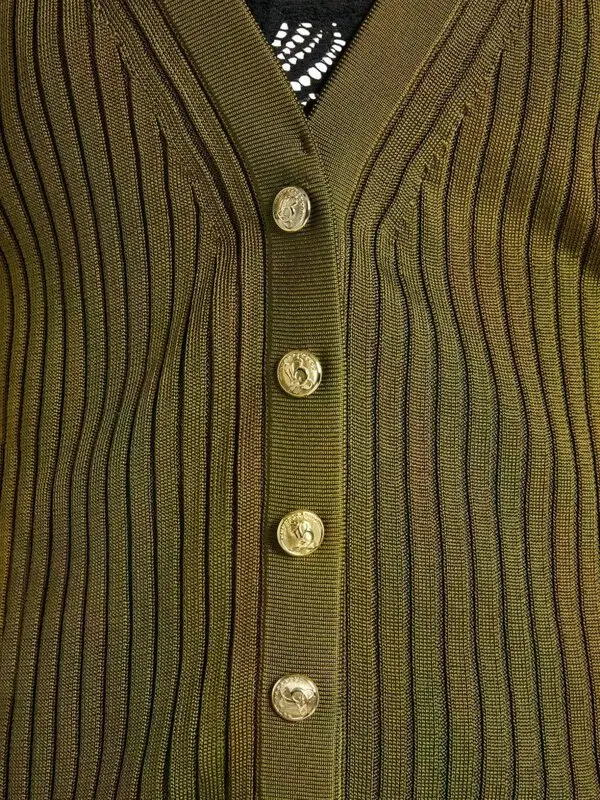 Balmain Buttoned Ribbed Knit Cardigan